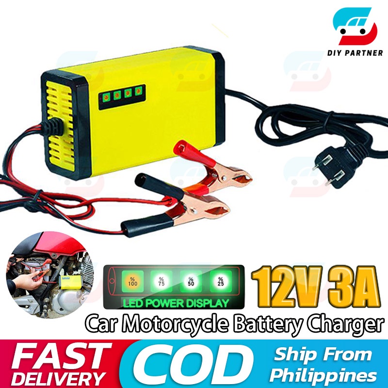 Smart Car Motorcycle Battery Charger 12V 3A Full Automatic 3 Stages ...