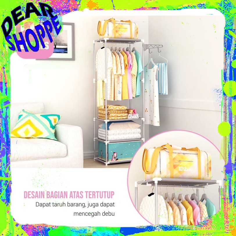 DEAR Korean Multipurpose Cloth Organizer Rack Wardrobe Rak Baju / Cloth ...