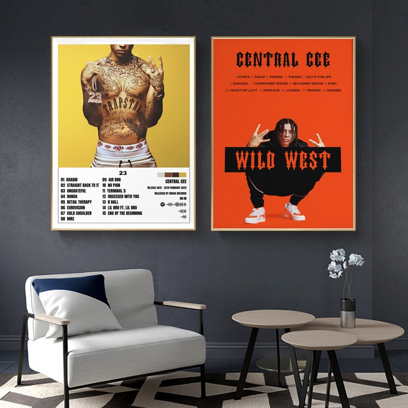 Central Cee Tracklist Rap Music Album Cover Wild West Poster Prints ...