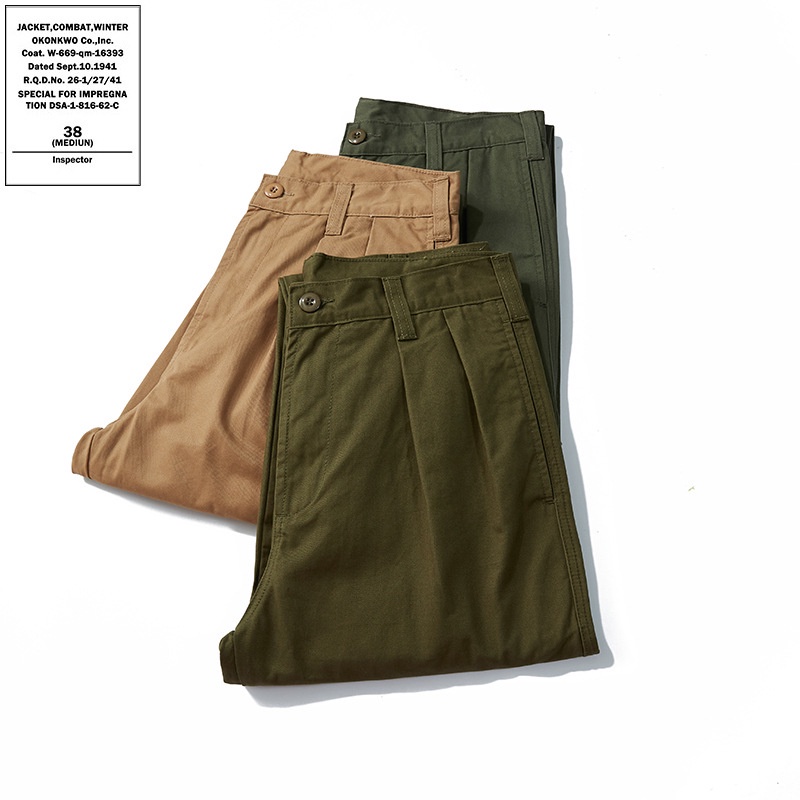 OKONKWO Basic Slim Fit 9 Point Pants Men's Thick Foot 9 Point Workwear ...