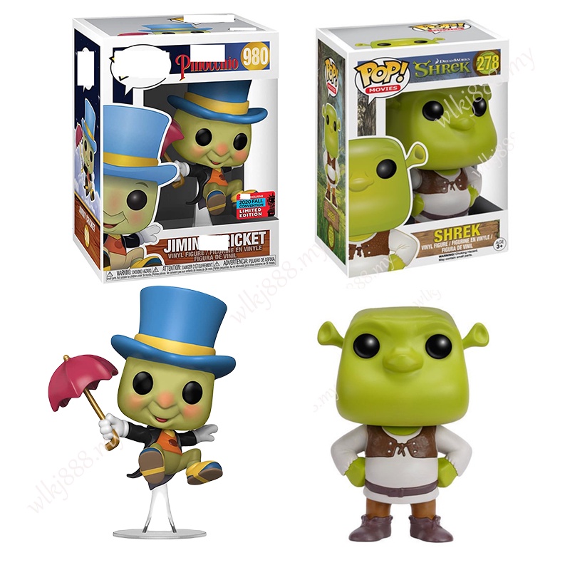 Funko pop Pinocchio 980 Jiminy Cricket 287 Shrek Action Figure toys ...