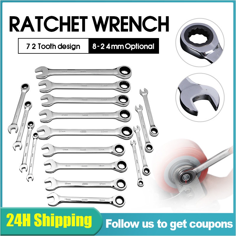 Rachet Combination Wrench Steel Chrome Vanadium 8-24mm(Per Piece ...