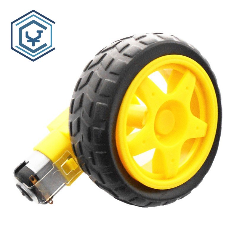 Robot Tire + DC Gear Motor for Smart Car Chassis Set Wheel Motor DC 3V ...