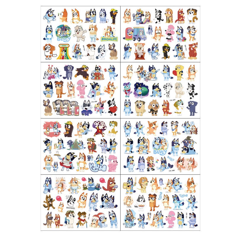 Cartoon Bluey Bingo Waterproof Temporary Tattoo Sticker For Kids Toy ...