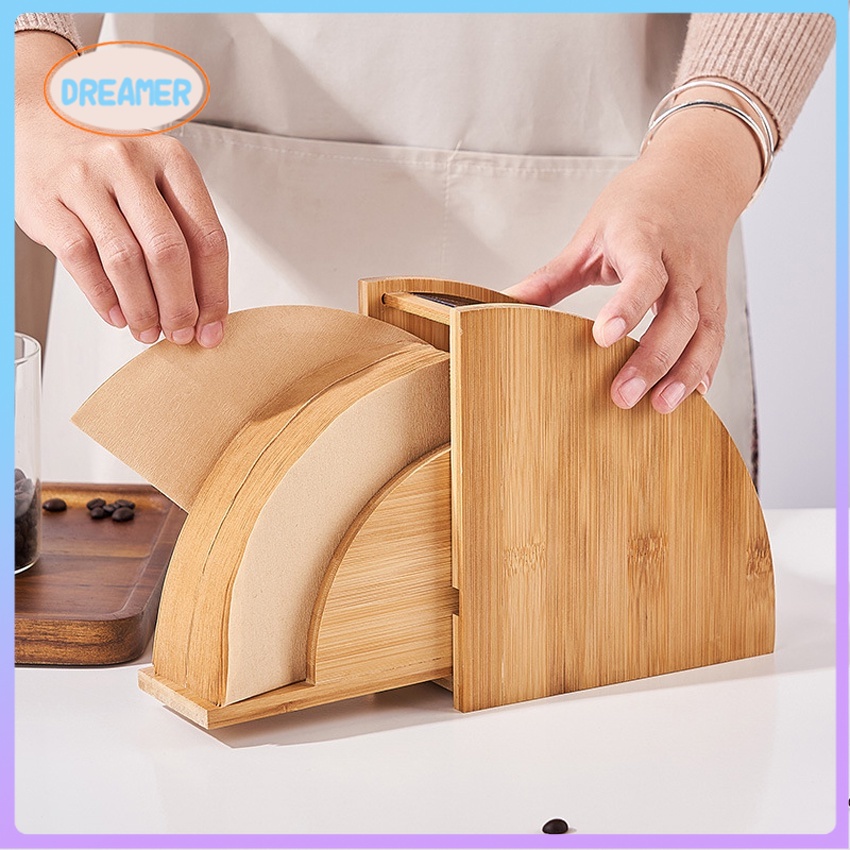 Dispenser Rack Shelf Dustproof Hand Drip Coffee Filter Wooden Coffee ...