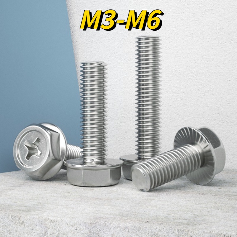 [XJK] Flange Surface Outer Hexagon Bolt Anti-slip with Pad Screws 304 ...