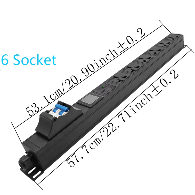 Distribution unit PDU power strip 16A universal hole, digital display of voltage, current, and ...
