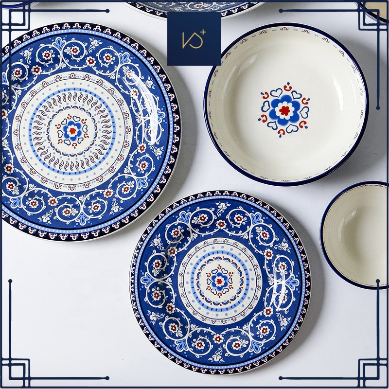 Kitchenplus Moroccan Ceramic Dinnerware Display Plate Set Pasta Salad ...