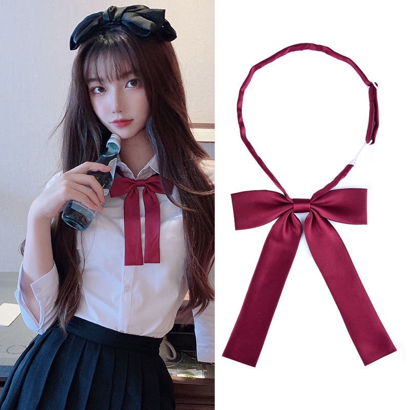 Jk Knot-Free Solid Color Navy Blue Small Long Handle Wine Red Bow Tie ...
