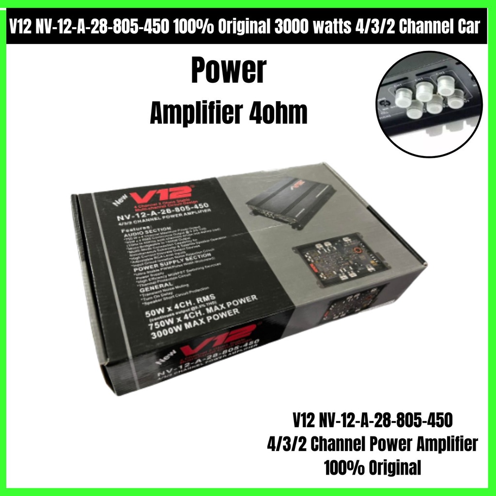 V12 NV-12-A-28-805-450 100% Original 3000 watts 4/3/2 Channel Car Power ...