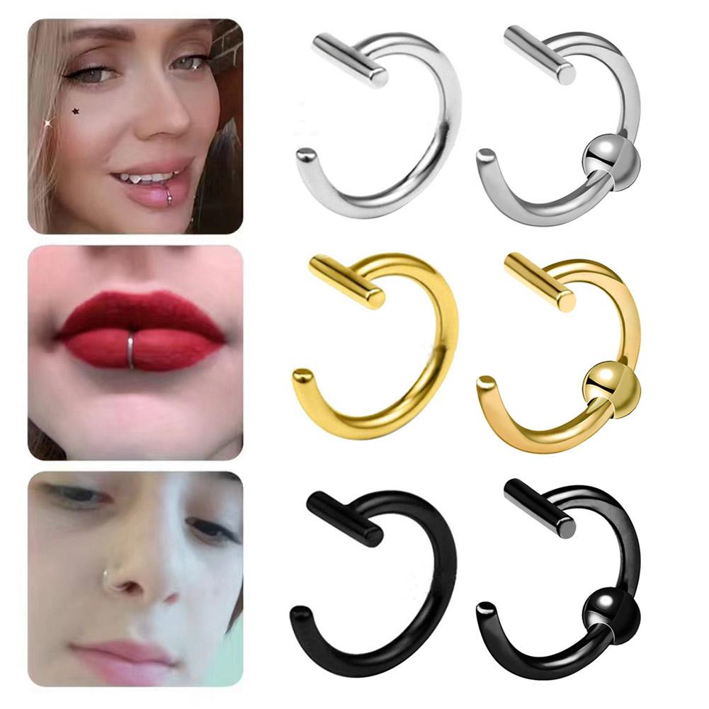 Ladies Personality Non-porous Lip Ring Medical Titanium Steel Oral ...