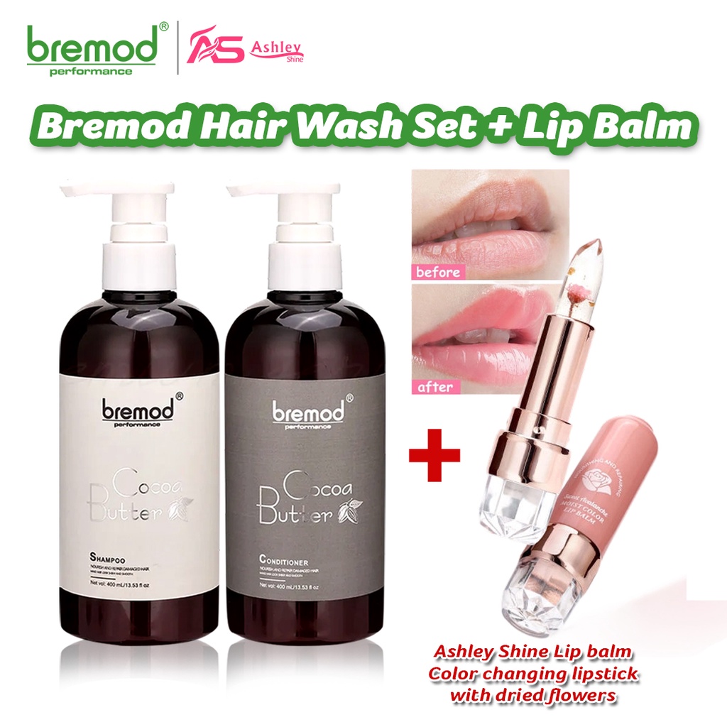 Bremod 400ml Hair Shampoo Conditioner Cocoa Butter Wash with Ashley Lip ...