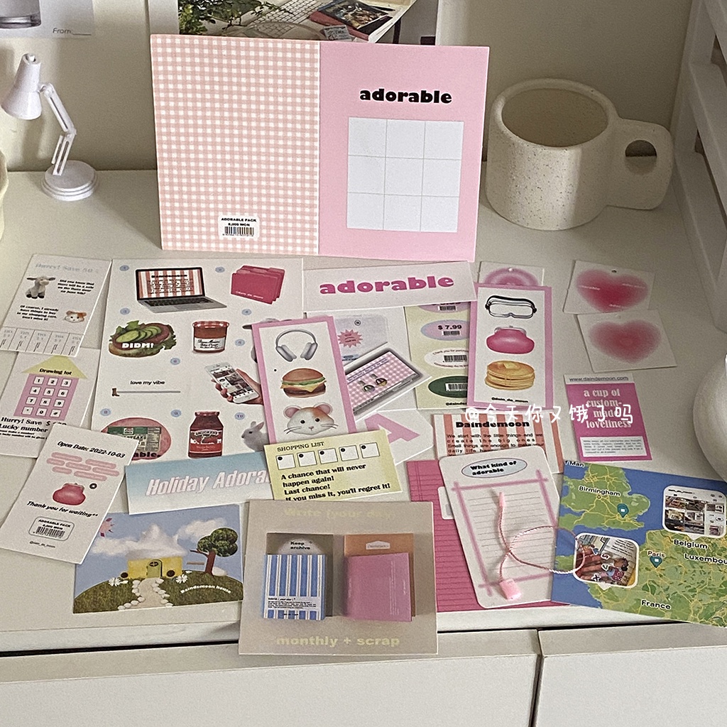 Handbook Collage Pink Burger Sticker Pack Theme Material Decorative ...