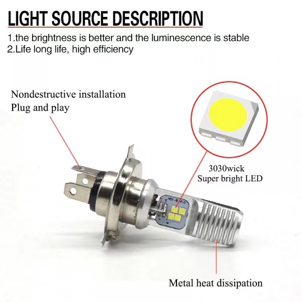 1PC Motorcycle Headlight P15D H4 LED H6 LED Moto Bulbs For MotorBike ...