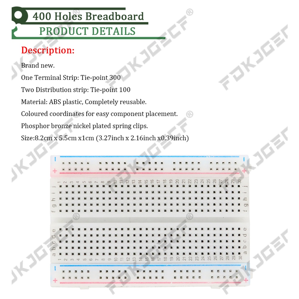 Mini bread board/breadboard 8.5cm x 5.5cm 400 holes Transparent/White DIY Electronic ...