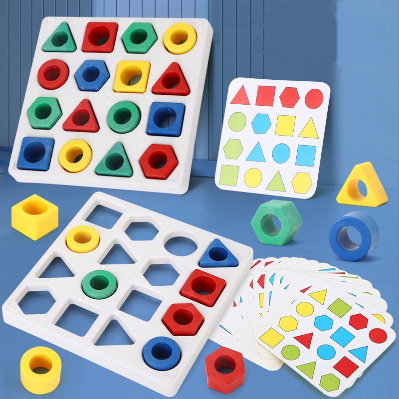 Children DIY Geometric Shape Color Matching Game Interactive Toys for ...