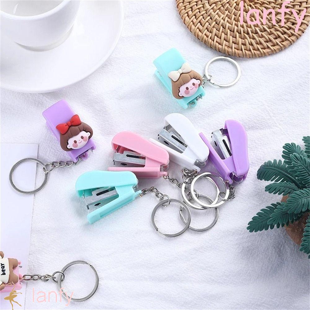 LANFY Mini Stapler Keychain Office Cute Convenient|Color Cartoon ...