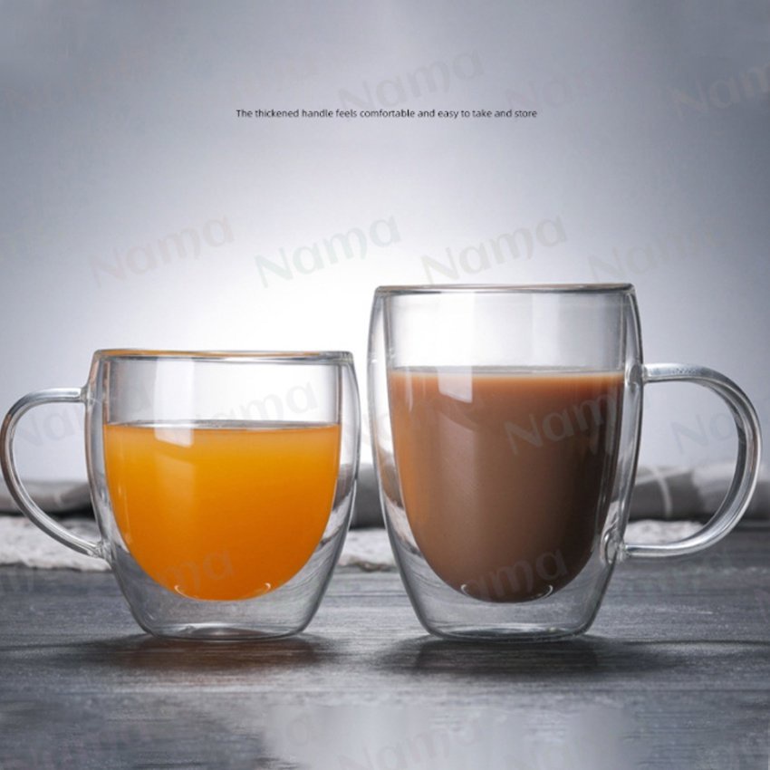 Nama Transparent Double Wall Glass Cup Coffee Mug Heat Resistant Cup ...
