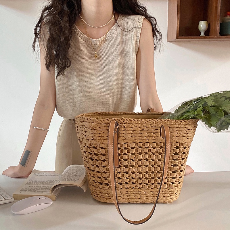 [Bess Studio] Straw Woven Bag Handmade Bag Rattan Beach Shoulder Bag ...