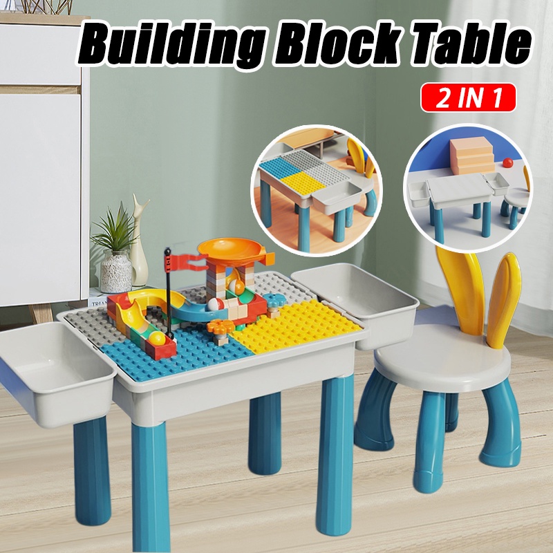 Children's Building Block Table Set Multifunctional Assembled Particle ...