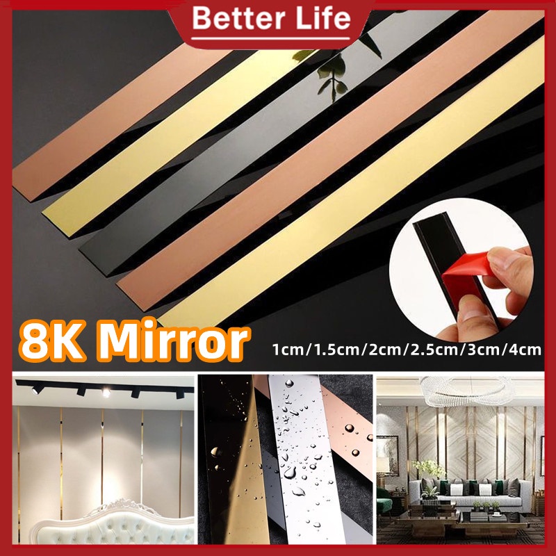 3M Mirror Stainless Steel Flat Decorative Line Self-Adhesive Sticker TV ...