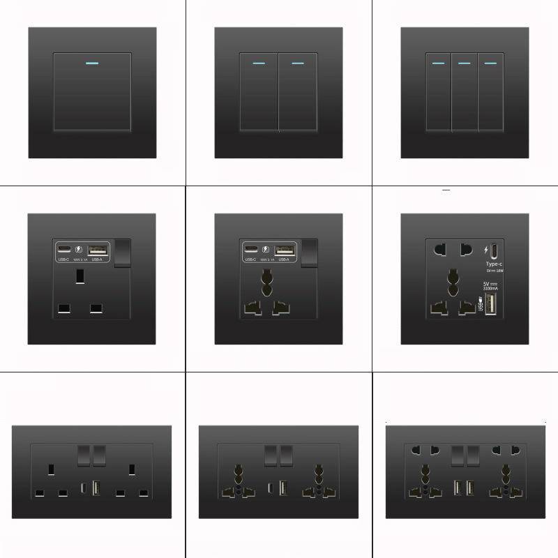 Hong Kong Macau British Style 13A Socket USB With Type-c Fast Charge ...