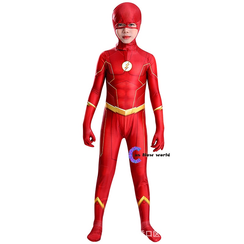 Boy The Flash Muscle Superhero Fancy Dress Kids Fantasy Comics Movie ...