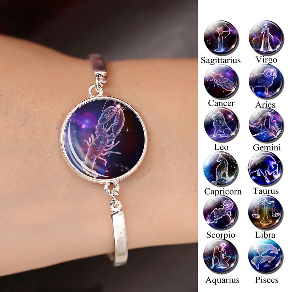 NEW 2023 12 Zodiac Signs Dome Glass Constellations Silver Color ...