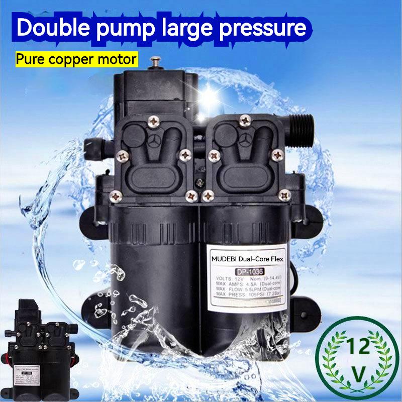12V high-power dual core backflow 5.5LPM power water pump electric ...