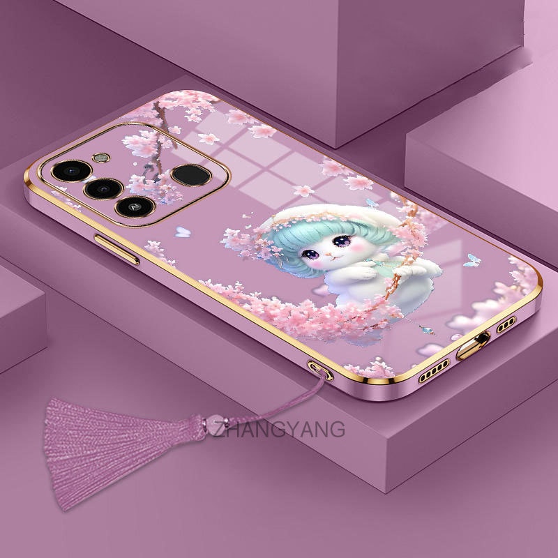 Casing Tecno spark go 2022 Cute Flower Girl Pattern Phone Case Plating ...