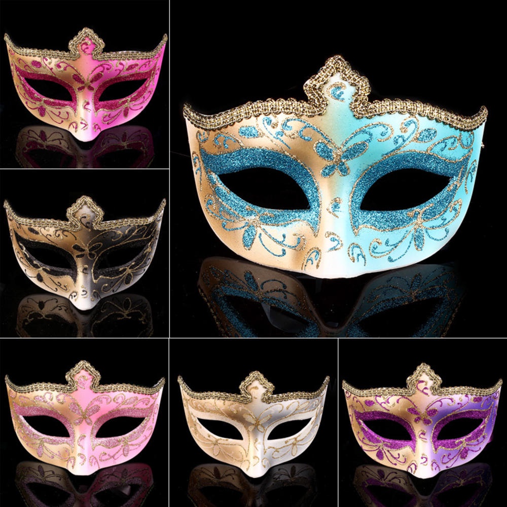 Creative Painted Half Face Crown Beauty Mask Lace Edge Jazz Mask ...