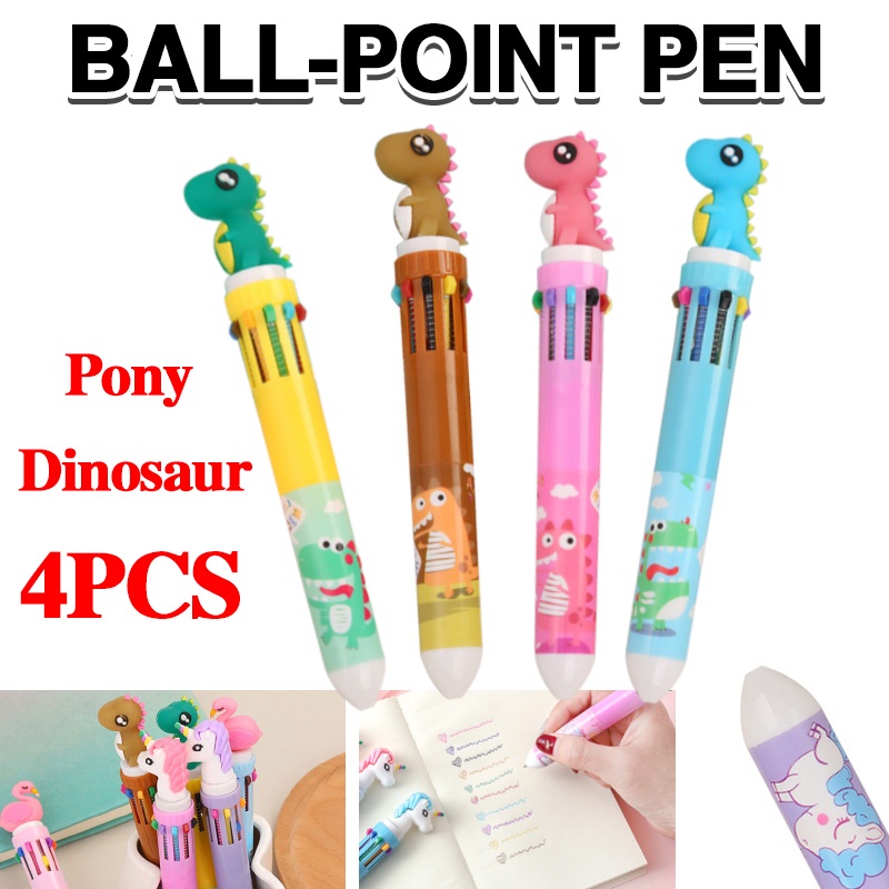 10 in 1 Colors Ballpoint Pen Cute Animal Multicolored Silicone Student ...