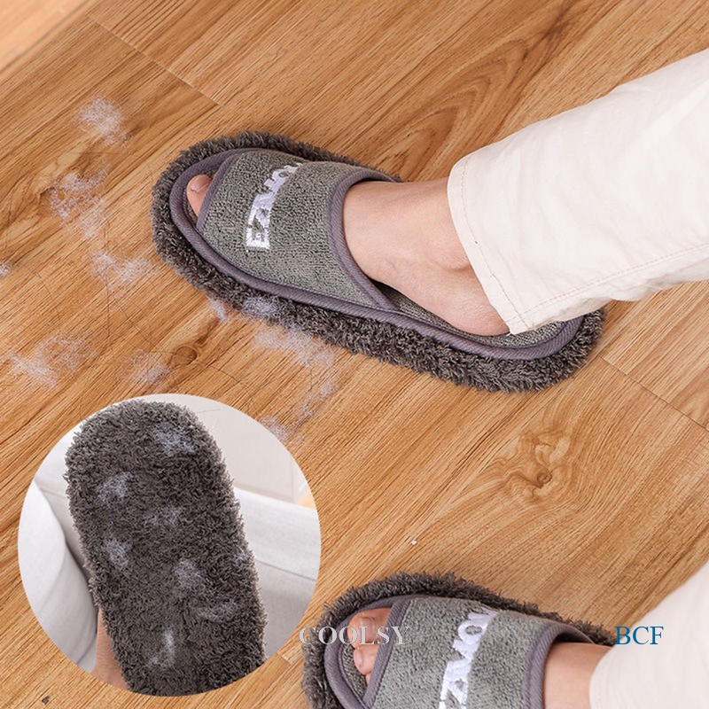 COOLSY 1 Pair Lazy Mop Slippers Washable Microfiber Cleaning Floor ...