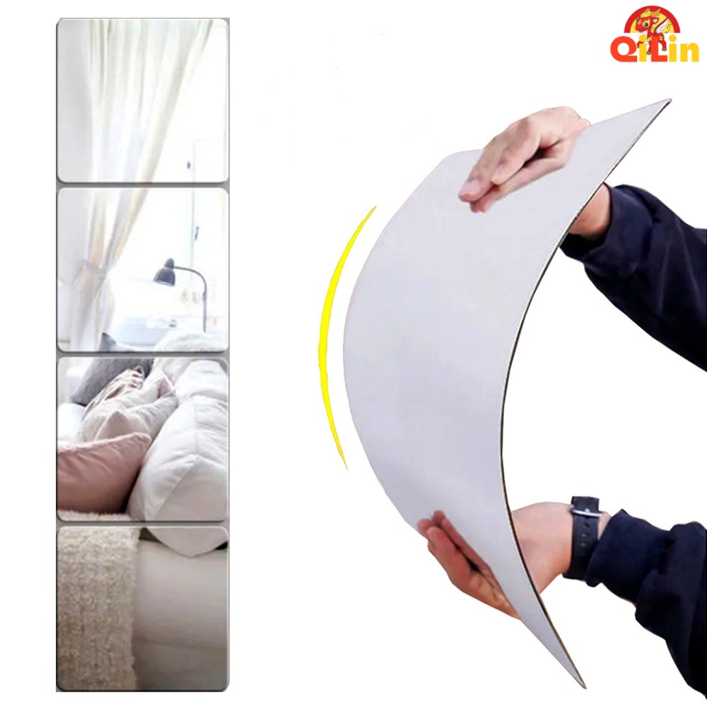 Acrylic Mirror Stickers 3D Flexible Glass Tile Decal Self-adhesive ...