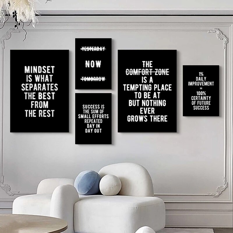 Black White Letter Inspirational Posters and Prints Motivational Quote ...