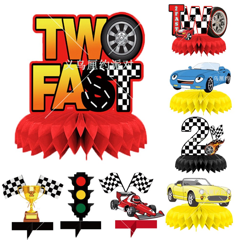 10pcs/set Race Car Honeycomb Centerpieces Two Fast Table Decor for ...