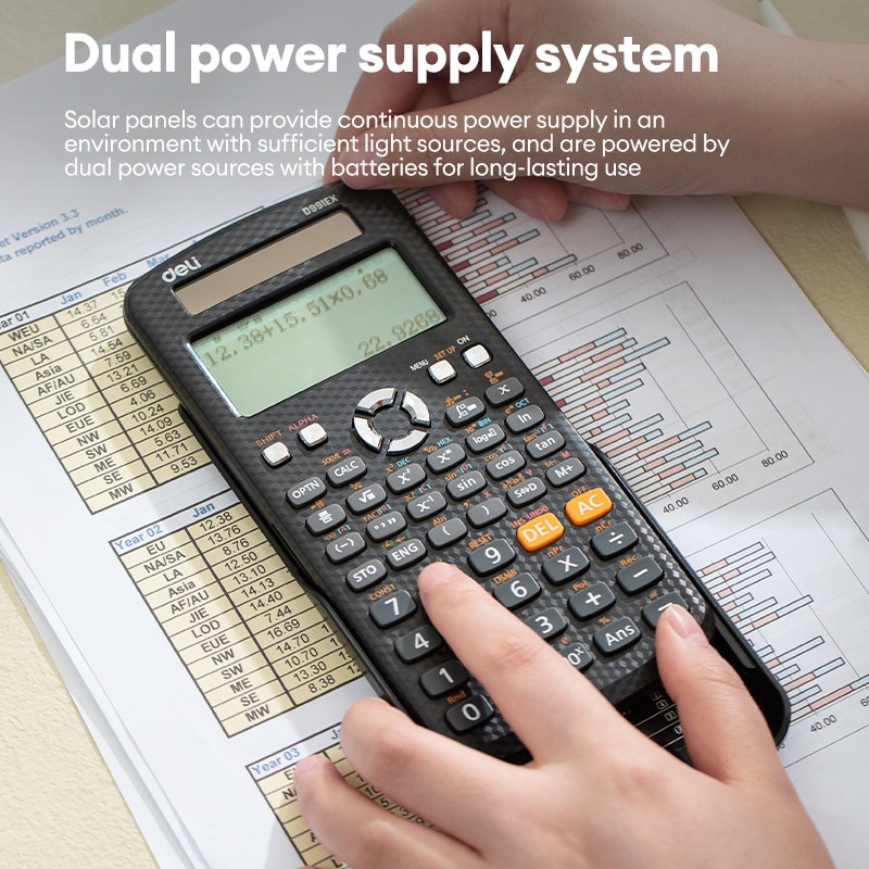 Deli Scientific Calculator Multifunctional Calculator Clear Display ...