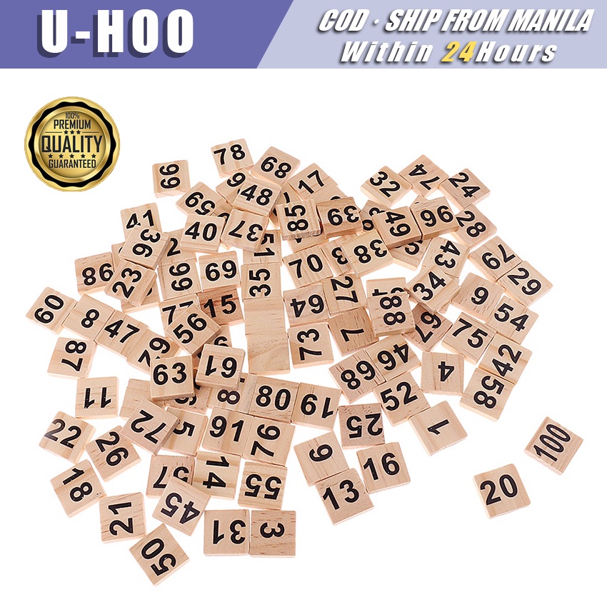 100Pcs Woodblocks For Students Learning Numbers 1-100 Wooden Number ...