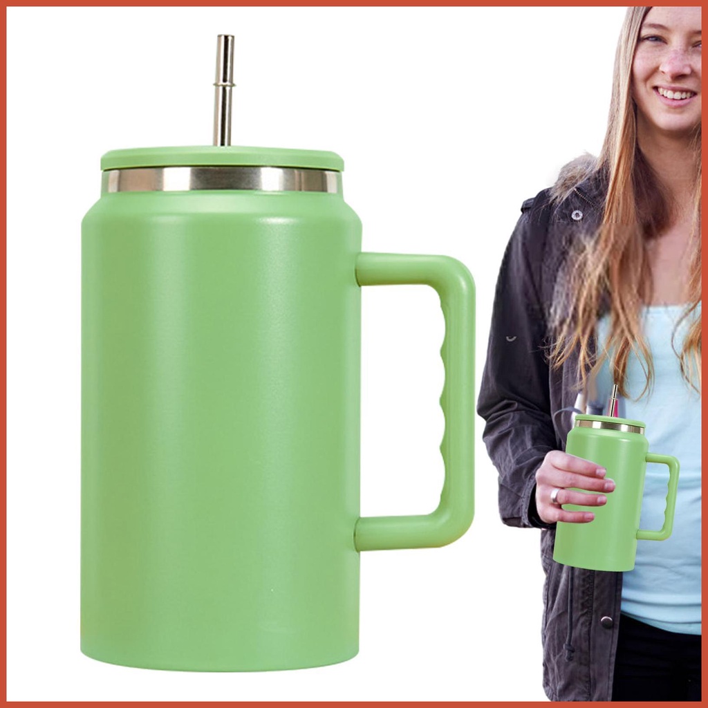 50 Oz Insulated Water Cup Mug With Straw Handle Tumbler For High ...