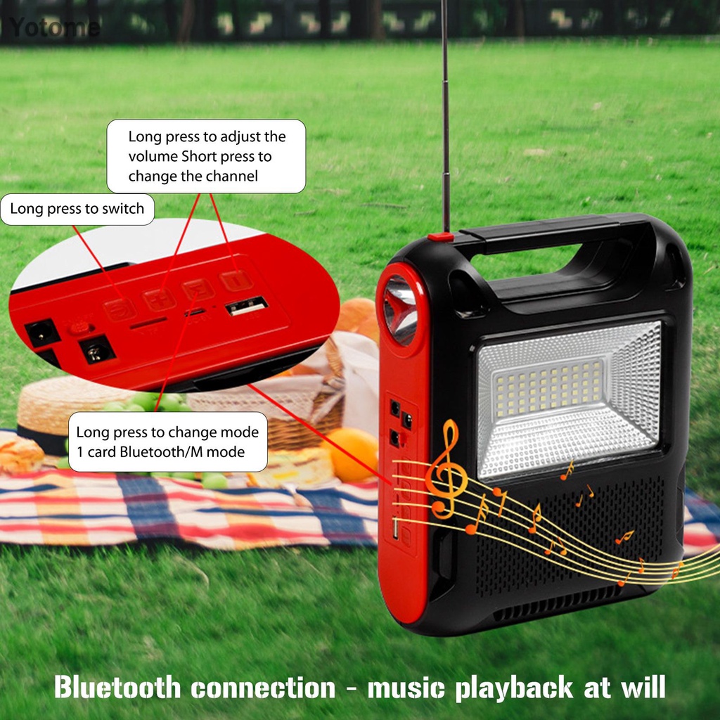 Solar Emergency Radio Bluetooth-compatible FM Radio Camping Flashlight ...