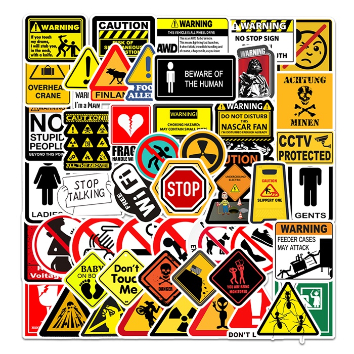 Waterproof removable warning signs 50 warning signs notebook luggage ...