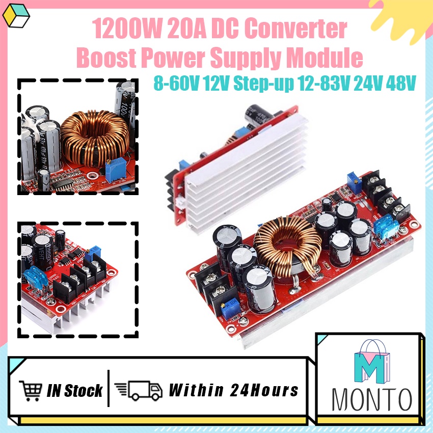 1200W Boost Module 20A DC Converter Boost Step-up Transform Power ...