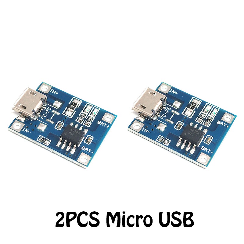 2PCS Micro USB 5V 1A 18650 TP4056 Lithium Battery Charger Module ...