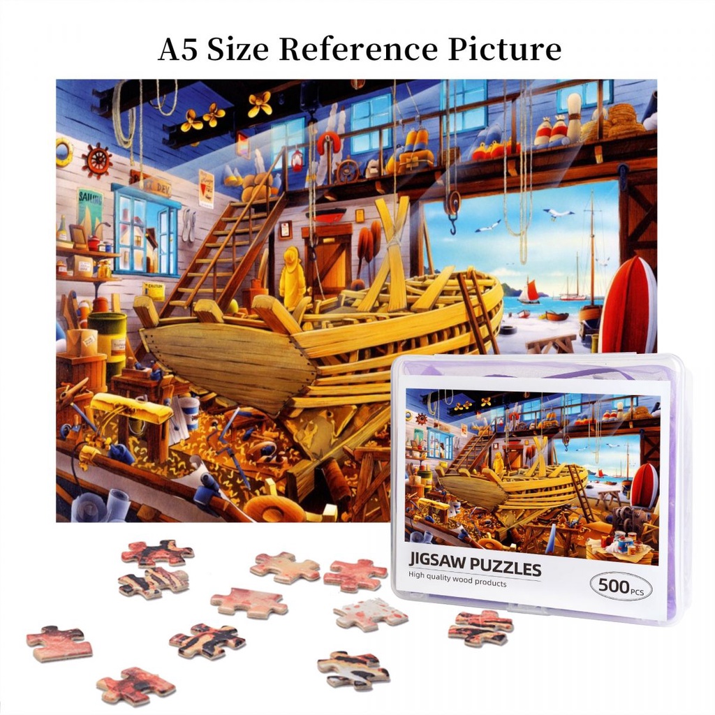 Ready Stock Boat Yard Wooden Puzzle 500 Pieces Puzzle Painting Art ...