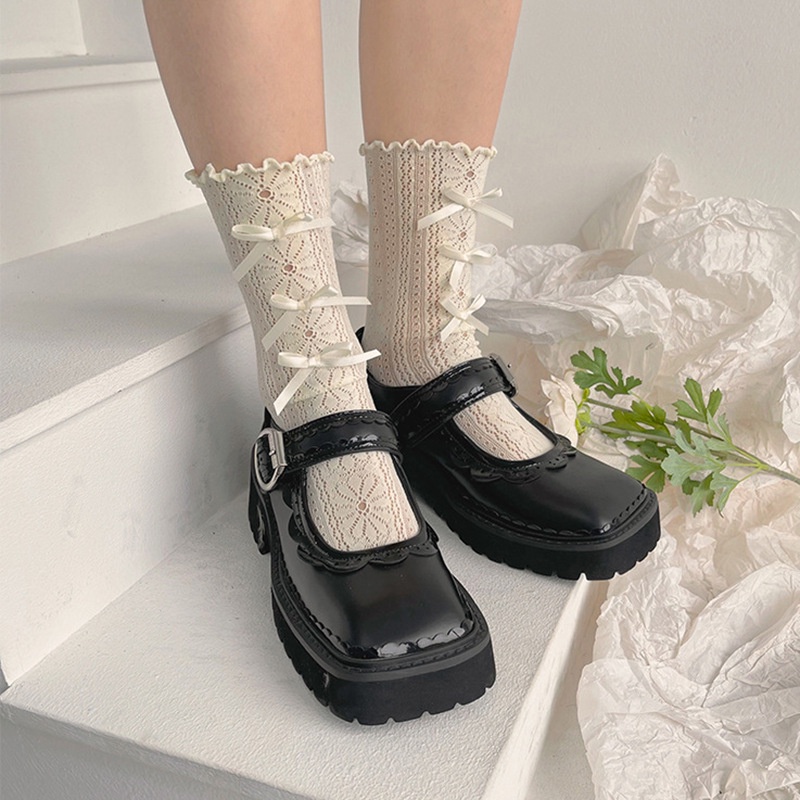 Japanese JK Bowknot Socks Sweet White Calf Socks Women'S Thin Section ...