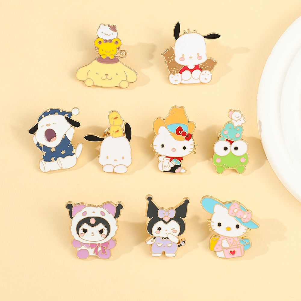 Cartoon Cute Sanrio Enamel Pins Kawaii Rabbit Kuromi Mymelody ...