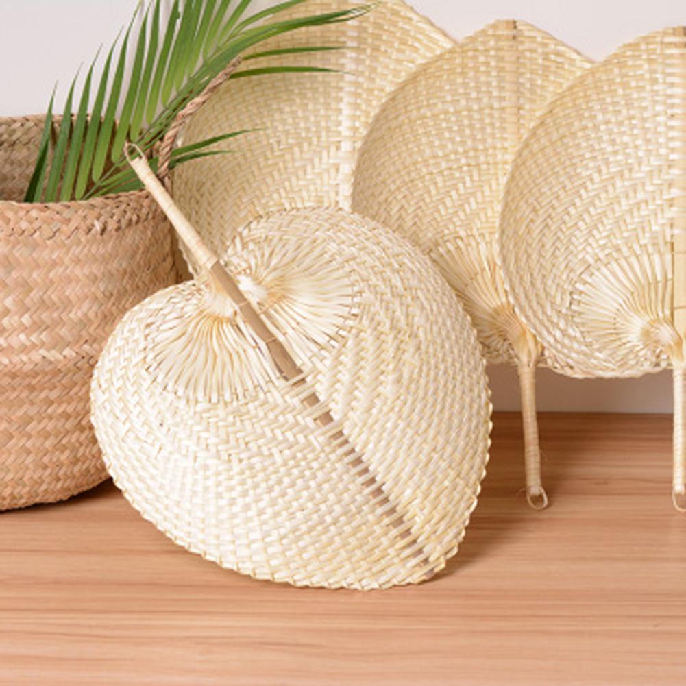 1pcs Pure Handmade DIY Heart Shaped Bamboo Woven Fan Summer Cooling Fan ...
