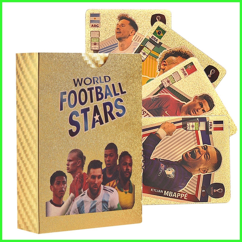 World Football Stars Gold Foil Football Player Cards 50 Sheets Soccer ...