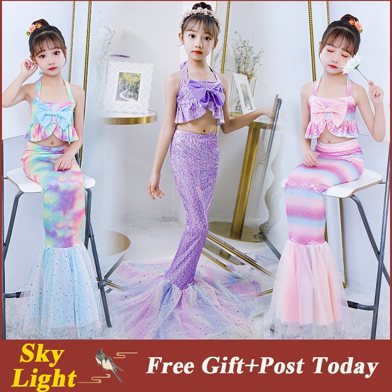 Mermaid Costume Fishtail Swimwear For Kids Girls BIkini Set Girls Strap ...