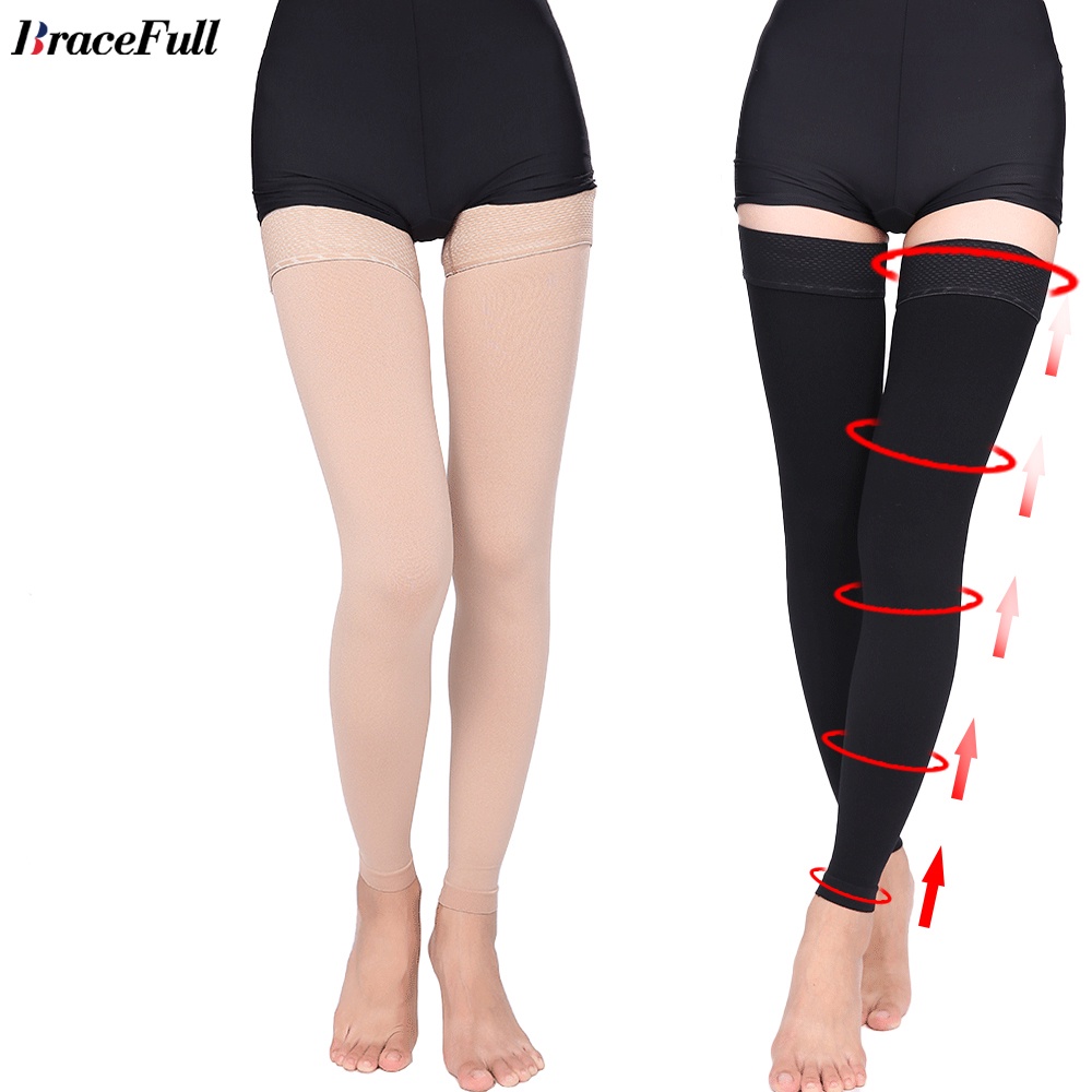 1Pair Thigh High Compression Stockings, Firm Support 20-30 mmHg ...